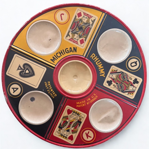 Games | Vintage 193s Michigan Rummy Lithograph Game Board Red And Black ...